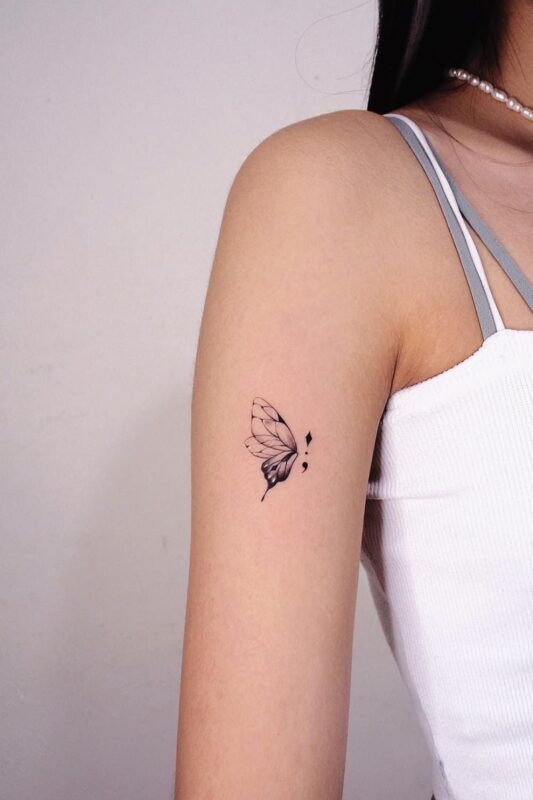 Semicolon butterfly tattoo - Meaning behind this tattoo combo - The ...