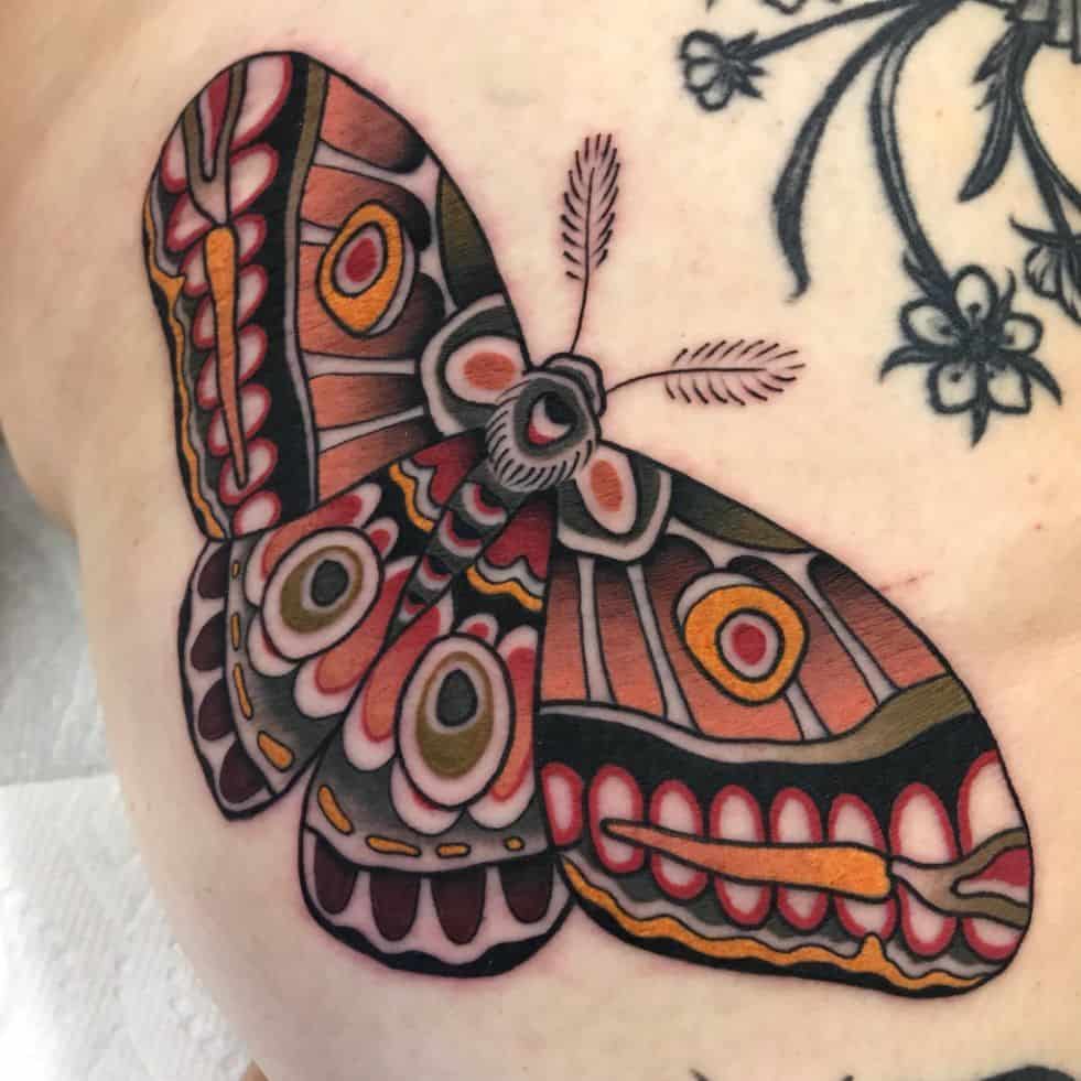 Neo Traditional Moth Tattoo: A blend of traditional and modern art