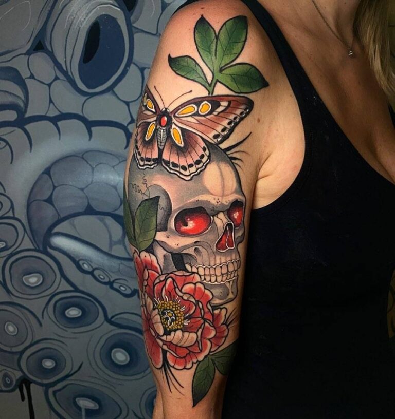 Neo Traditional Moth Tattoo: A blend of traditional and modern art