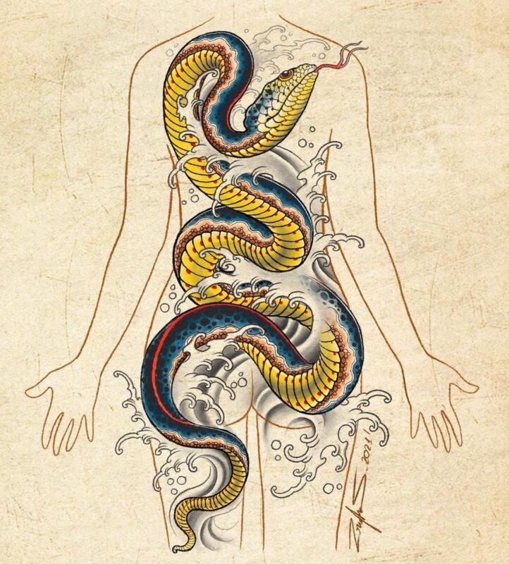 Neo Traditional Snake Tattoo: Subtle beauty and symbolic strength